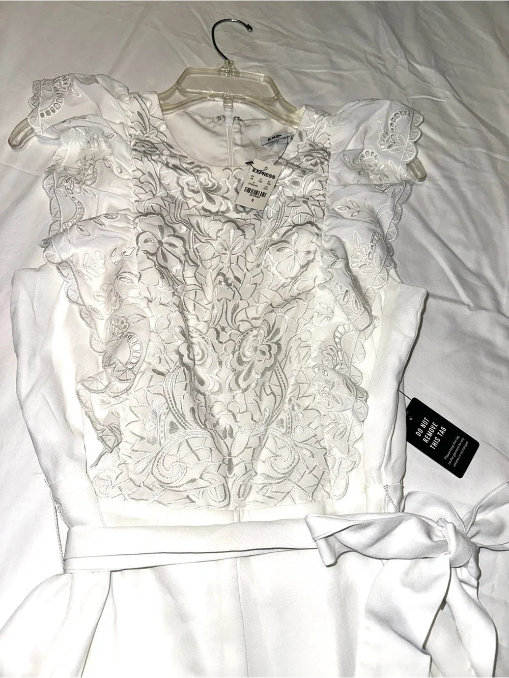 Express | Pants & Jumpsuits | Express White Lace Flutter Sleeve Romper ...